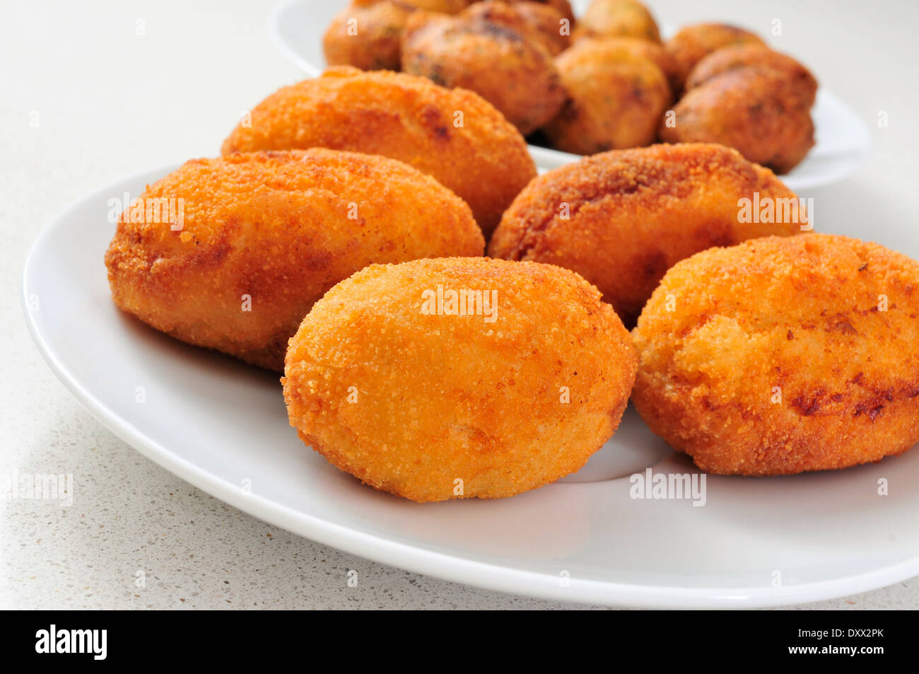 closeup of a plate with croquetas, spanish croquettes Stock Photo - Alamy