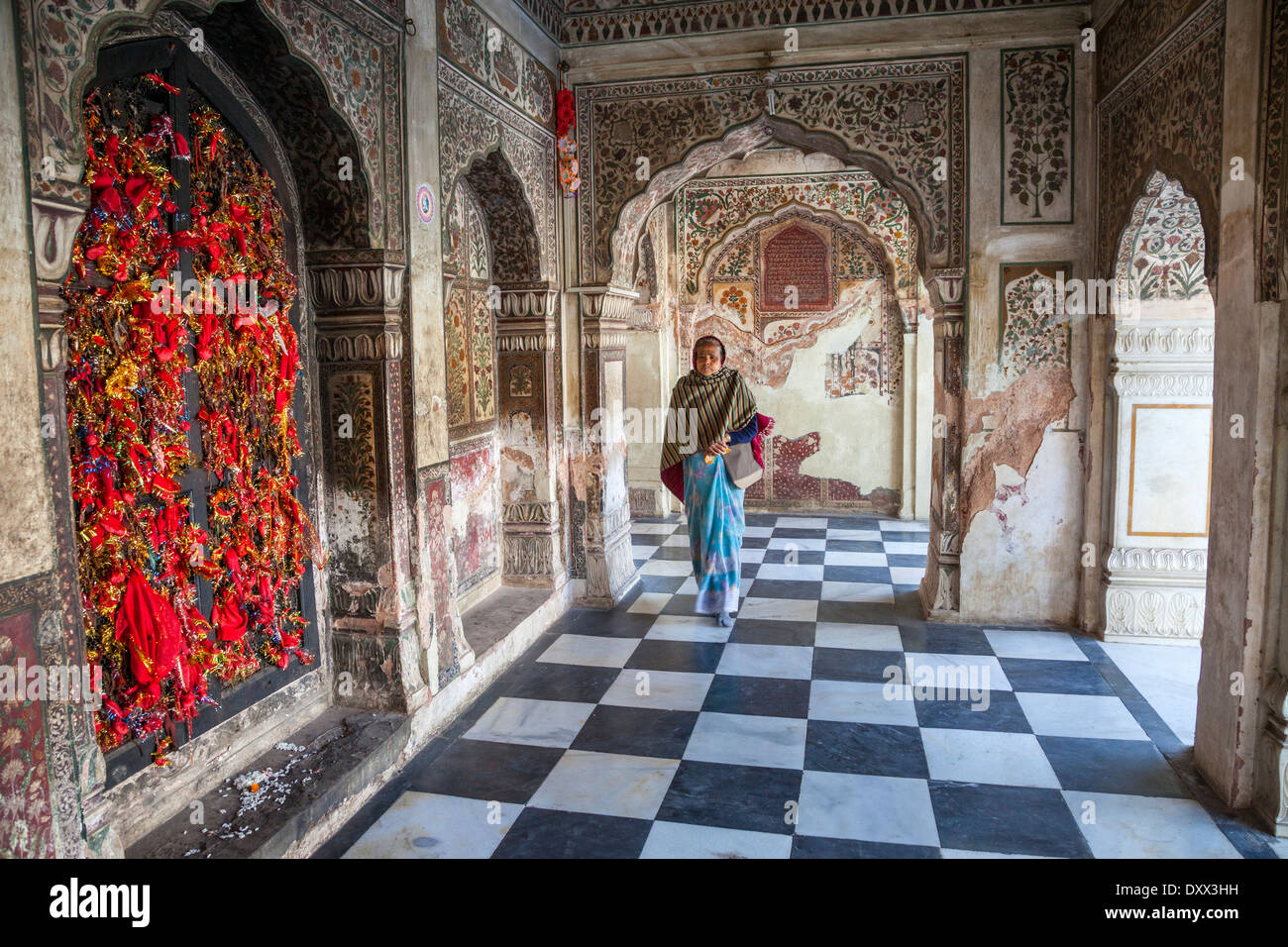 India, Dehradun. Indian Woman inside the Durbar Shri Guru Ram Rai Ji ...