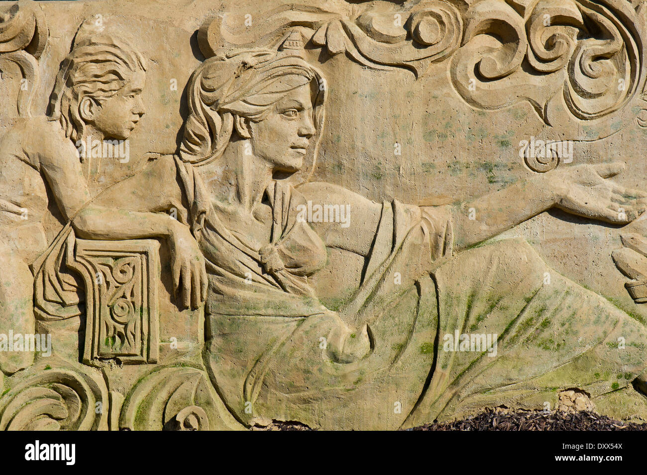 Ancient female figure, sand relief, international sand sculpture ...