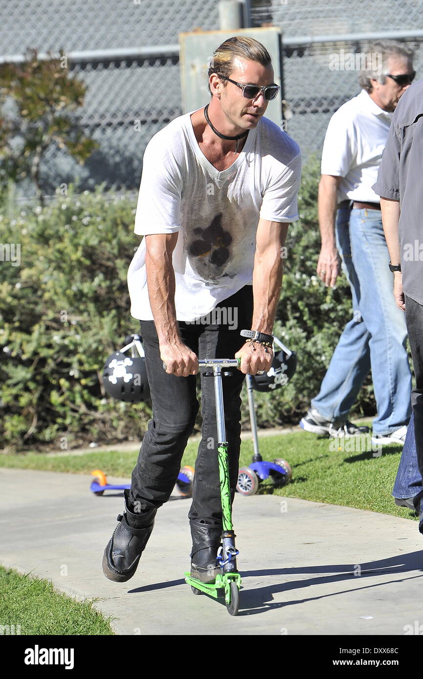 Gavin Rossdale rides his son's scooter at a park in Santa Monica Los ... Gavin Rossdale rides his son's scooter at a park in Santa Monica Los ...