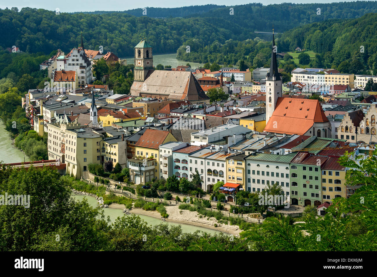 Townscape of Wasserburg am Inn, Upper Bavaria, Bavaria, Germany Stock ...