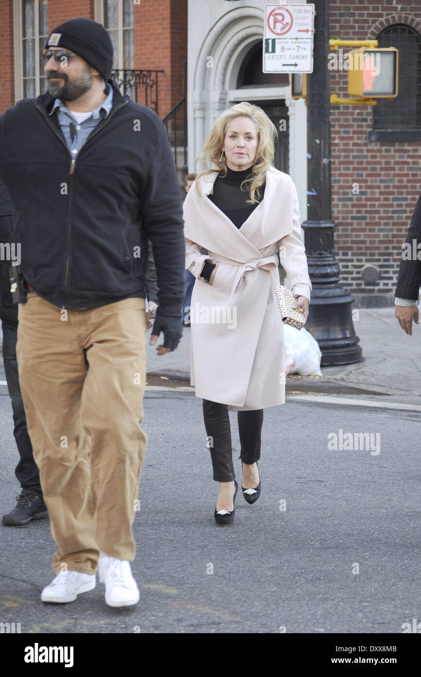 Sharon Stone is seen on the set of 'Fading Gigolo' in Manhattan ...