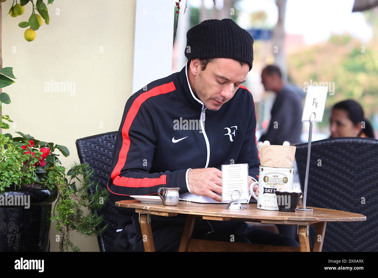 Gavin Rossdale reads at a cafe in Sherman Oaks Los Angeles California ...