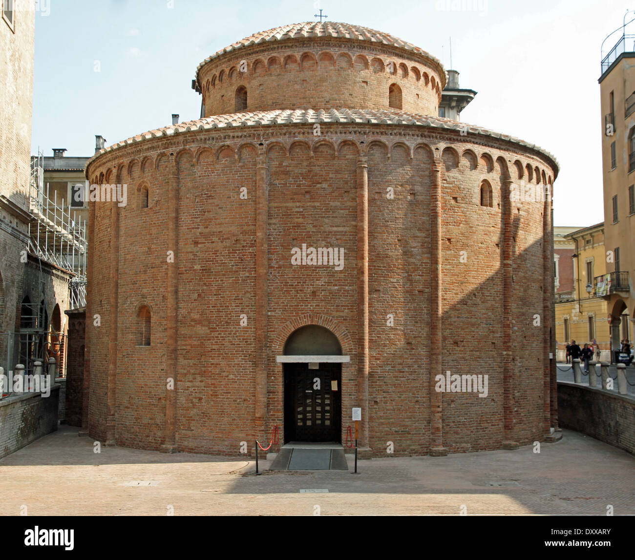 ancient circular shaped Romanesque church named Rotonda di San Lorenzo ...