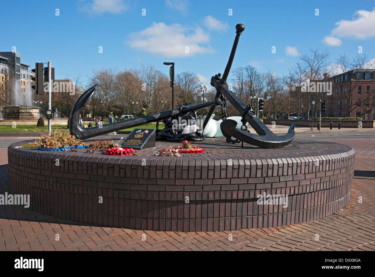 Close up of Merchant Navy memorial in the town city centre Kingston ...