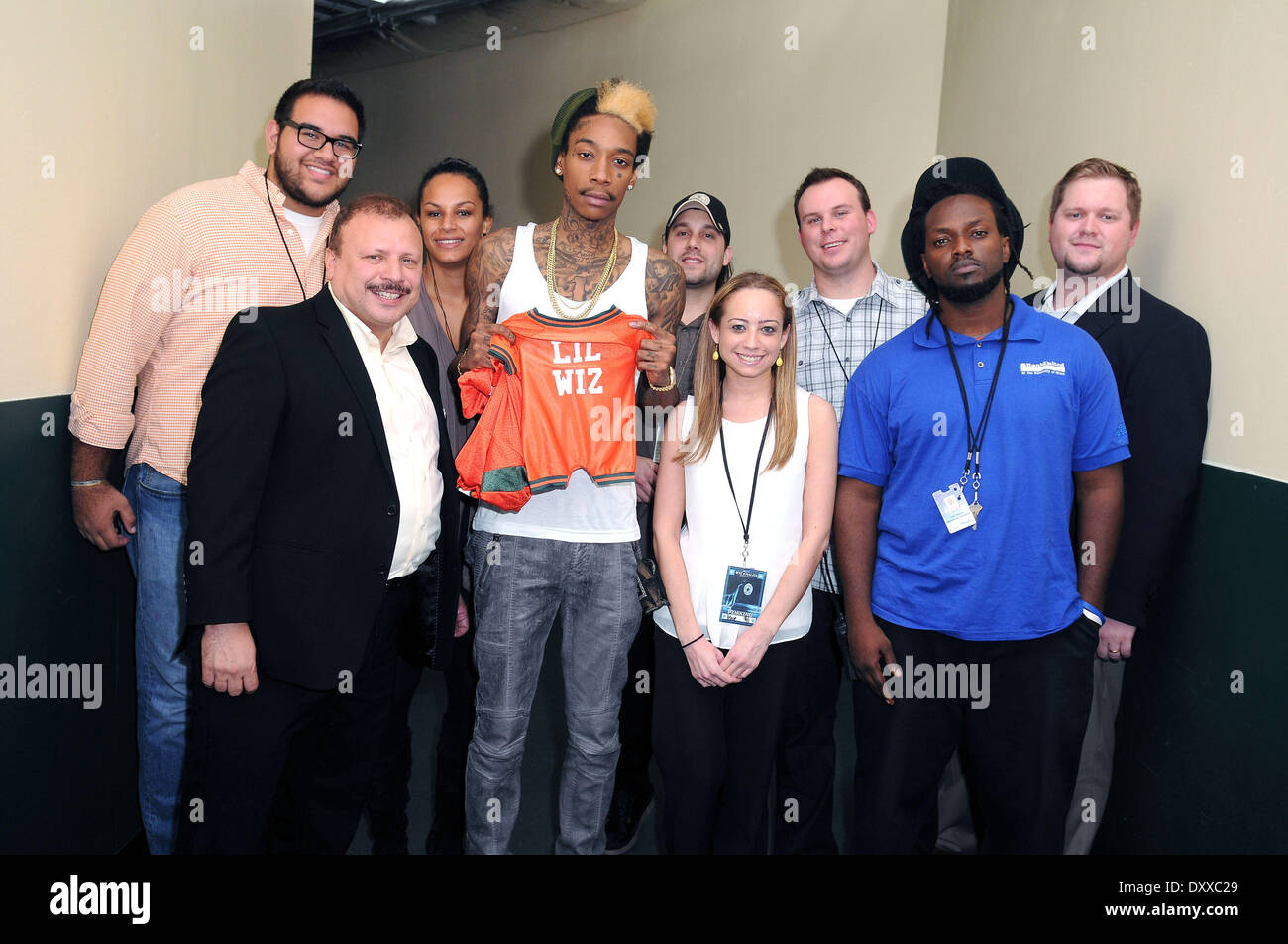 Wiz Khalifa backstage with crew at the Bank United Center on the ...