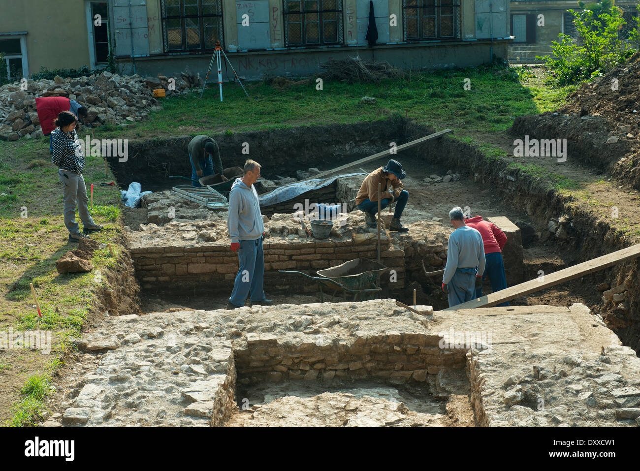 Archaeological digs in the roman theatre of Pula Stock Photo - Alamy
