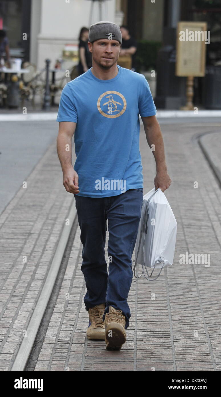 Brian Littrell of the Backstreet Boys seen shopping at the Apple store ...