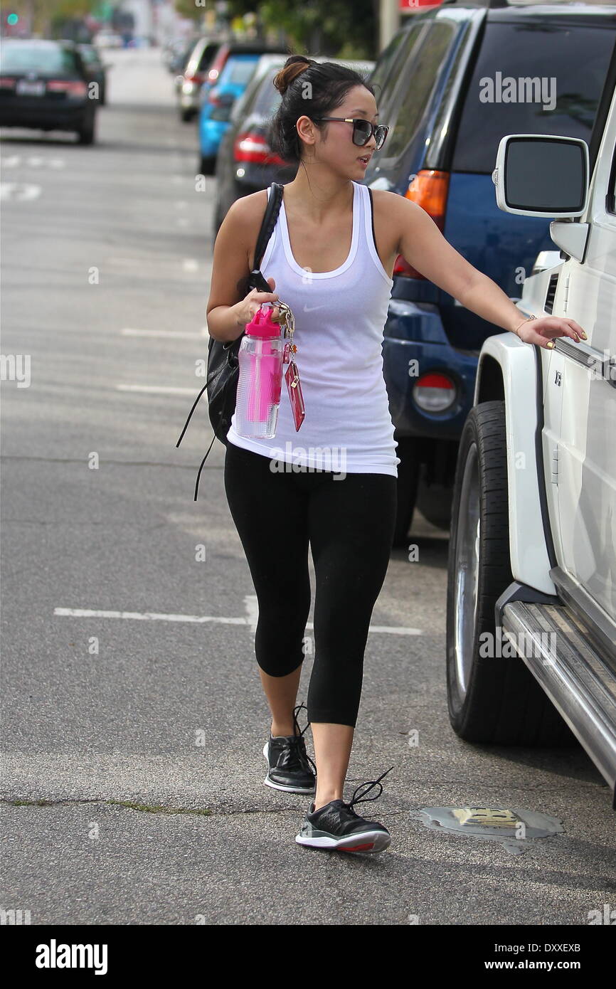 Brenda Song seen in fitness gear returns to her car after working out ...