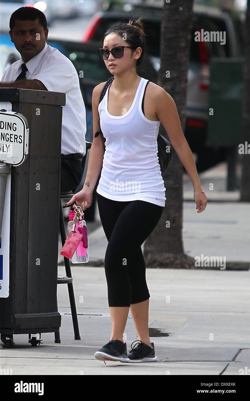 Brenda Song seen in fitness gear returns to her car after working out ...