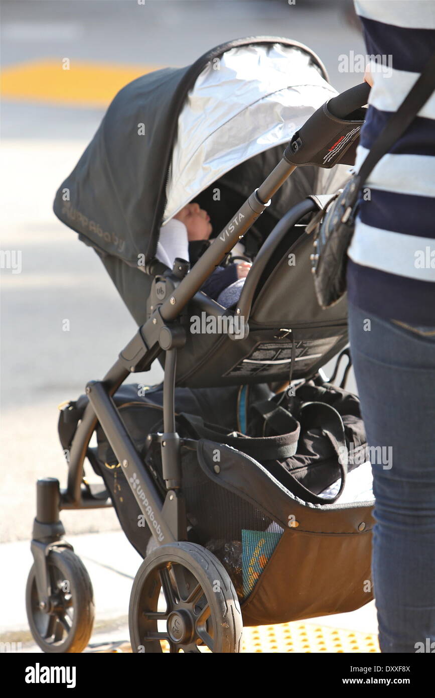 Elizabeth Berkley seen pushing her son Sky Cole Lauren's stroller while ...