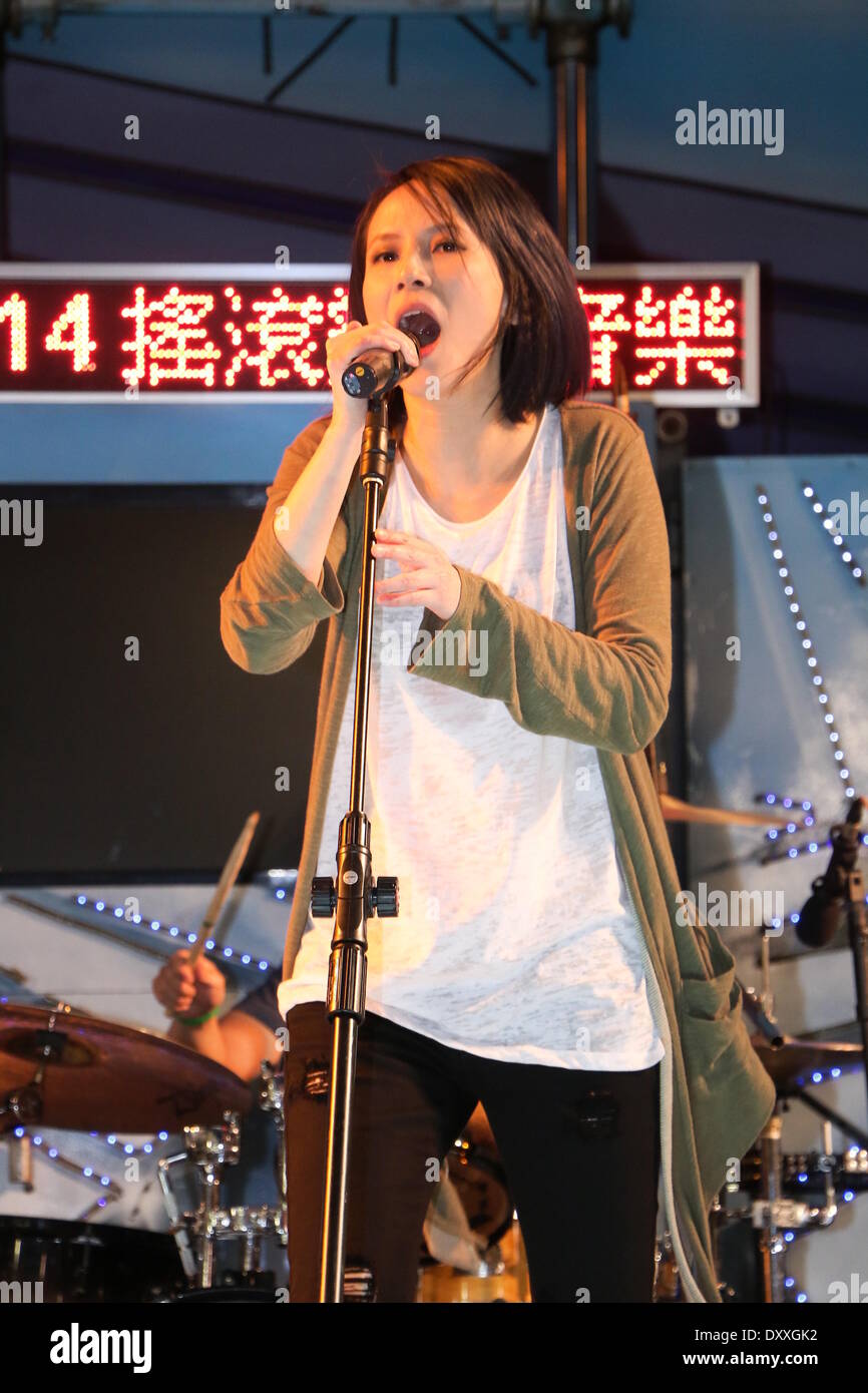 Taipei. 30th Mar, 2014. Singer Faith Yang performs at ROCKBANDOH in ...