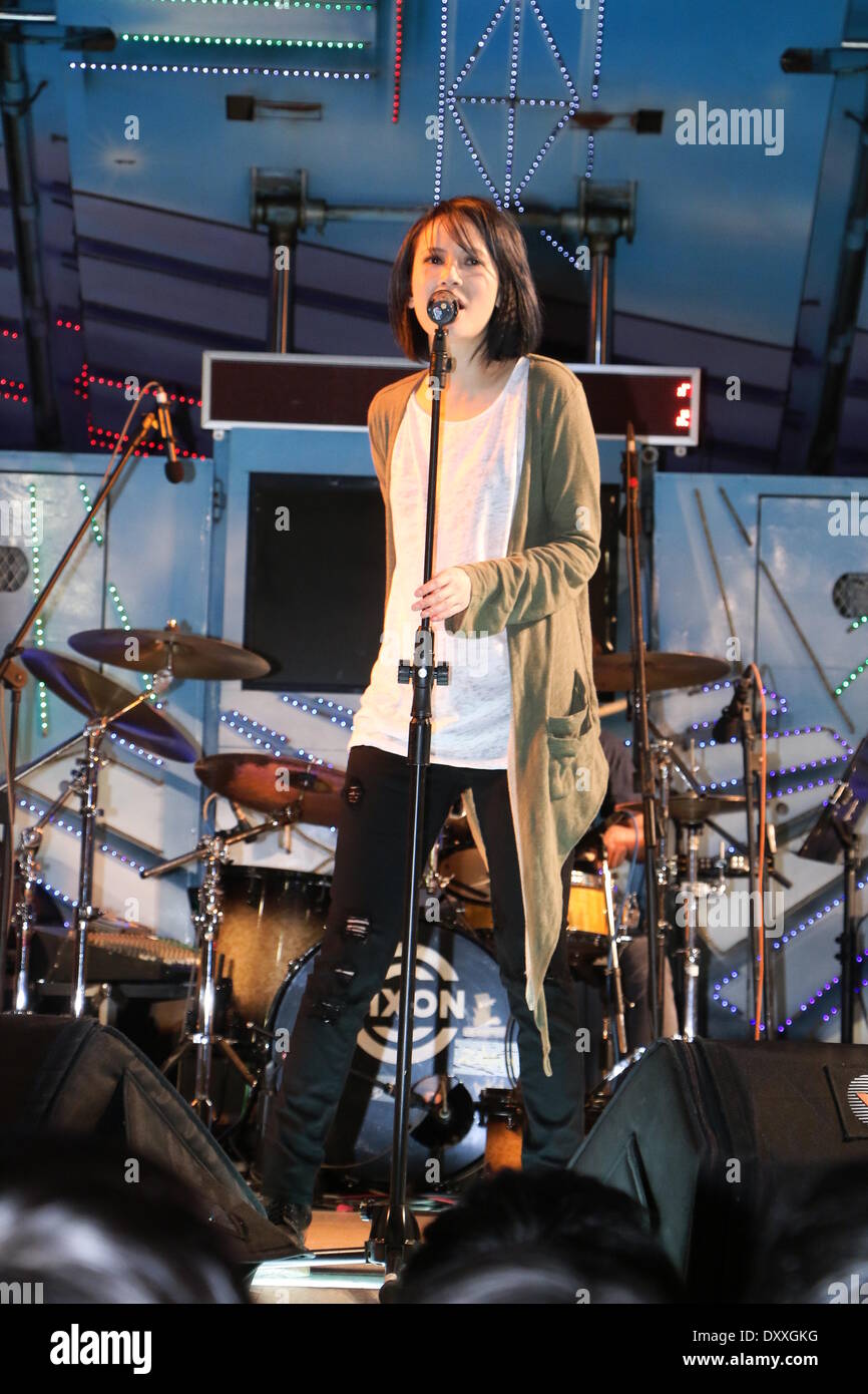 Taipei. 30th Mar, 2014. Singer Faith Yang performs at ROCKBANDOH in ...