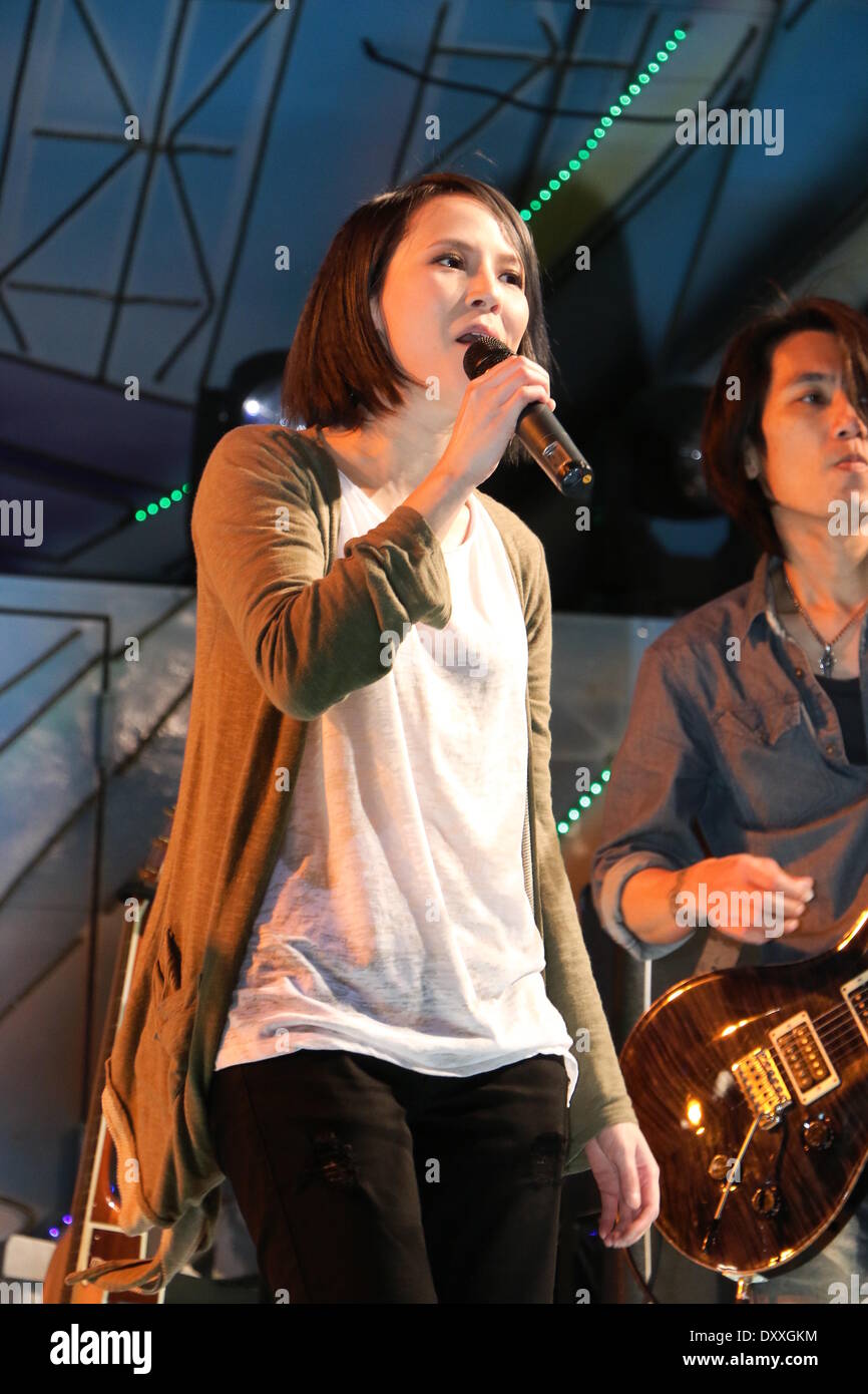 Taipei. 30th Mar, 2014. Singer Faith Yang performs at ROCKBANDOH in ...