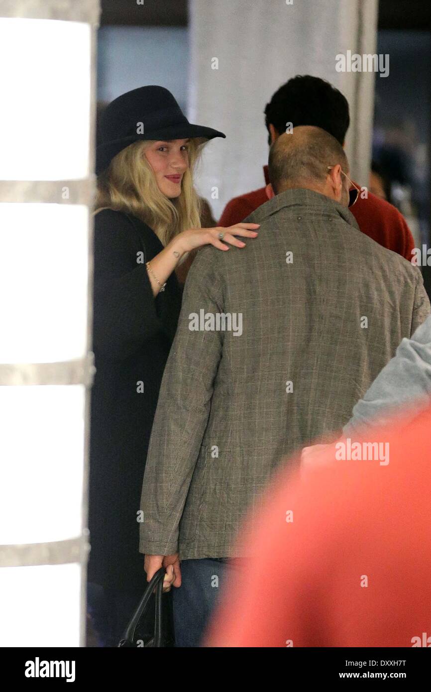 Jason Statham and girlfriend Rosie Huntington-Whiteley arrives at LAX ...