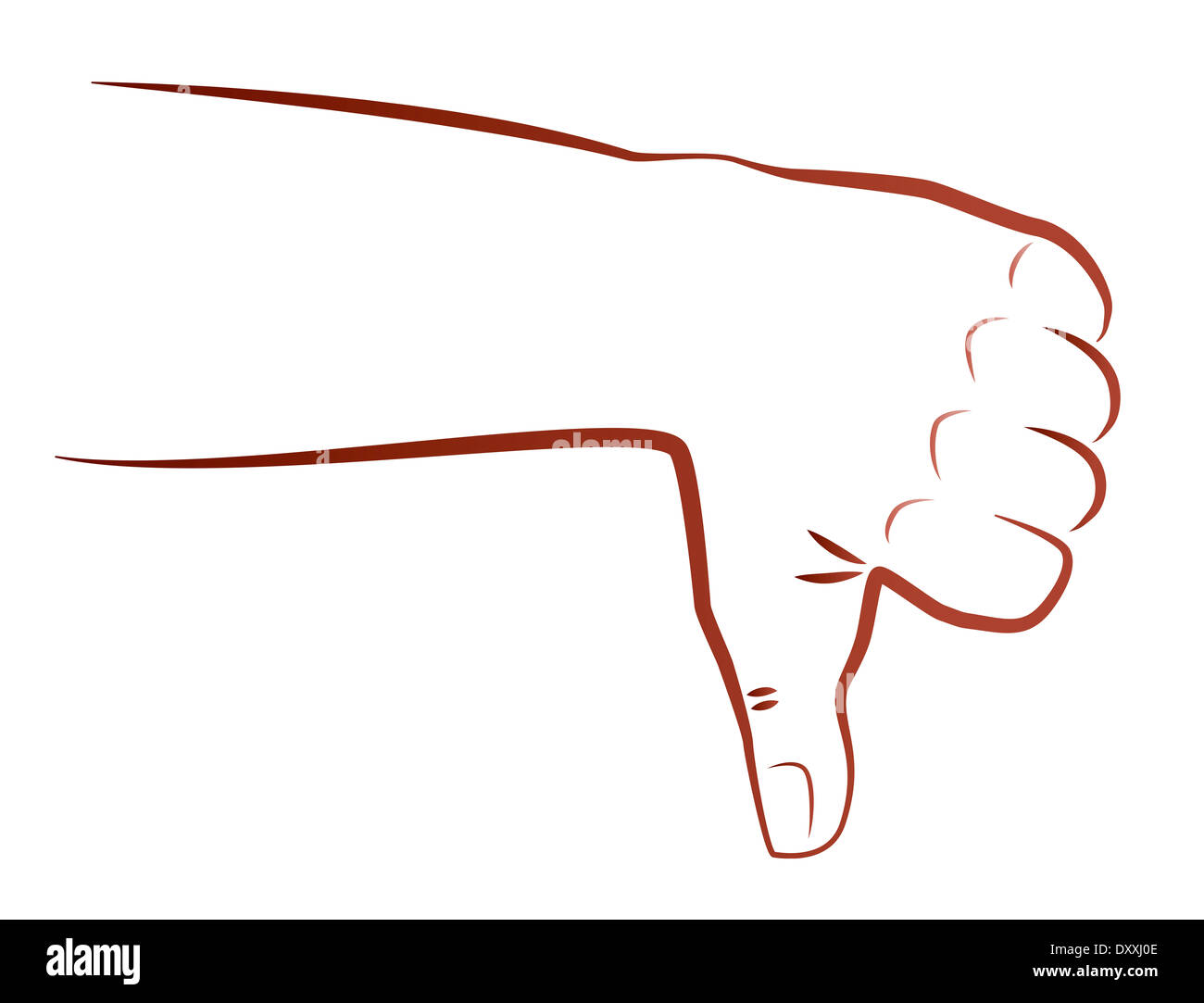 Illustration of a hand gesture that says "Thumbs Down! Stock Photo - Alamy