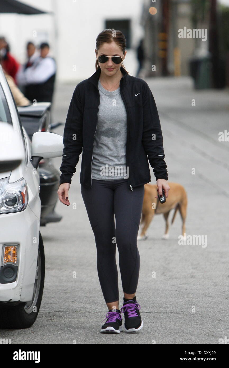 A sweaty Minka Kelly seen leaving the gym in West Hollywood Los Angeles ...