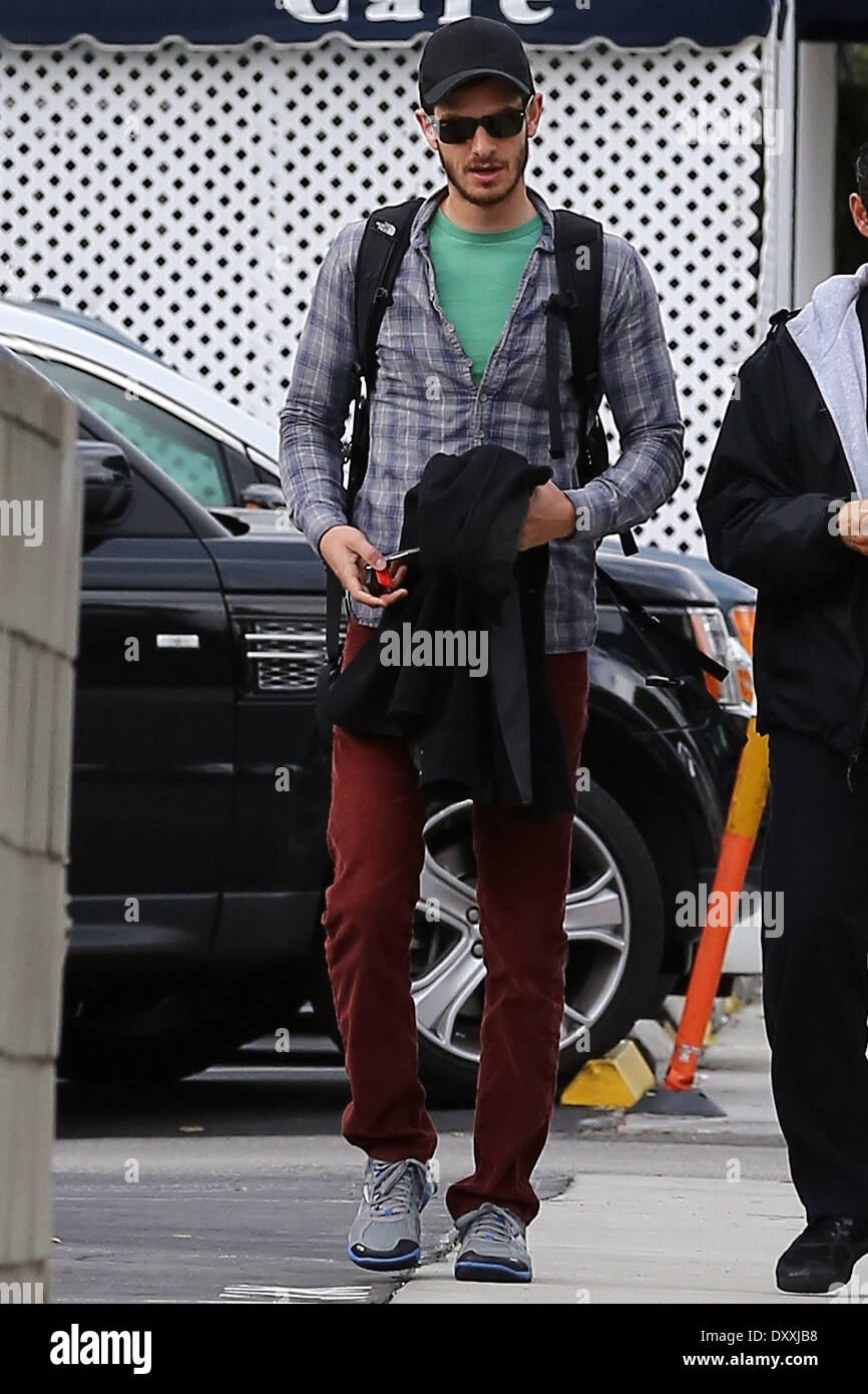 Andrew Garfield seen with a friend leaving La Conversation in West ...