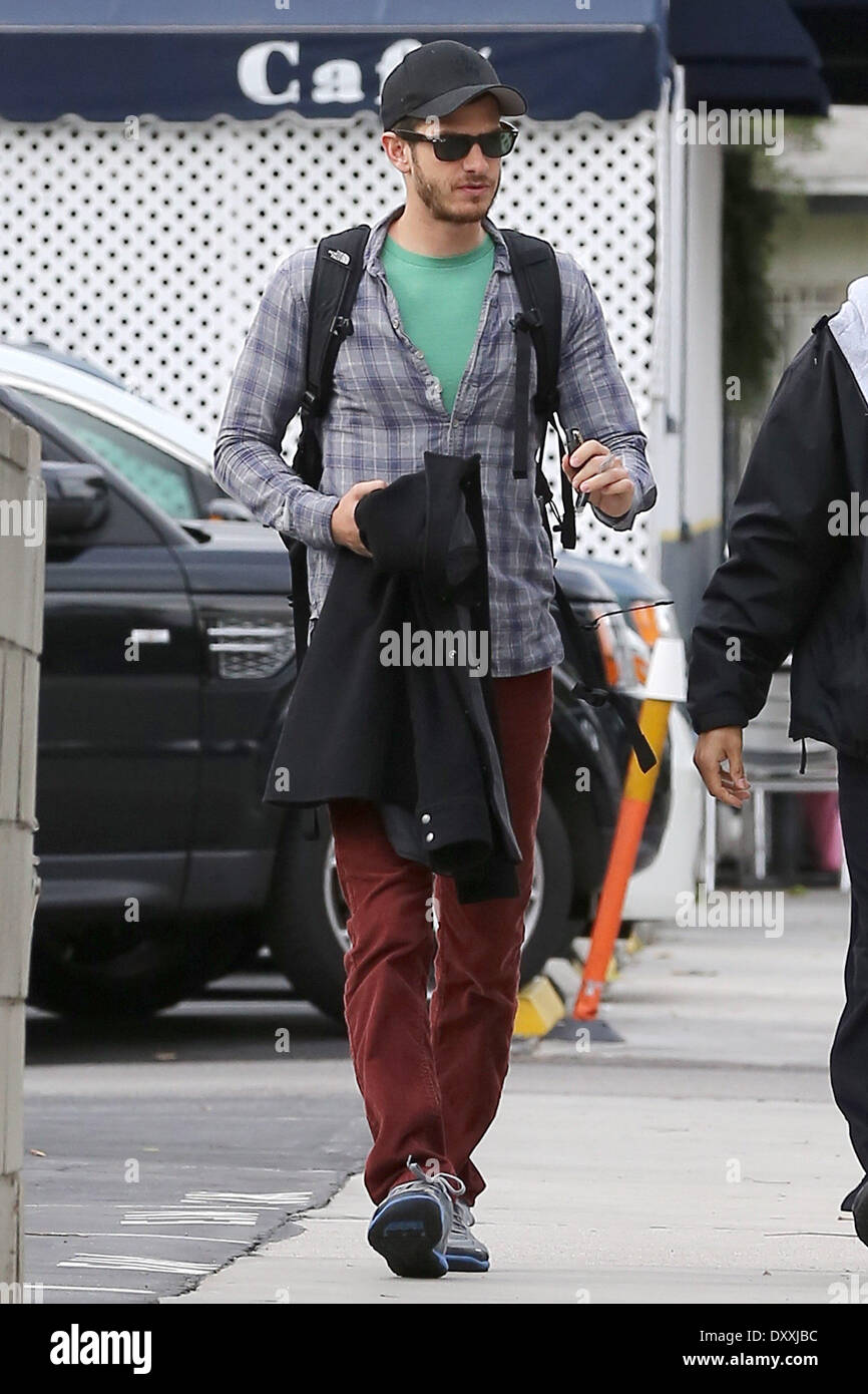 Andrew Garfield seen with a friend leaving La Conversation in West ...