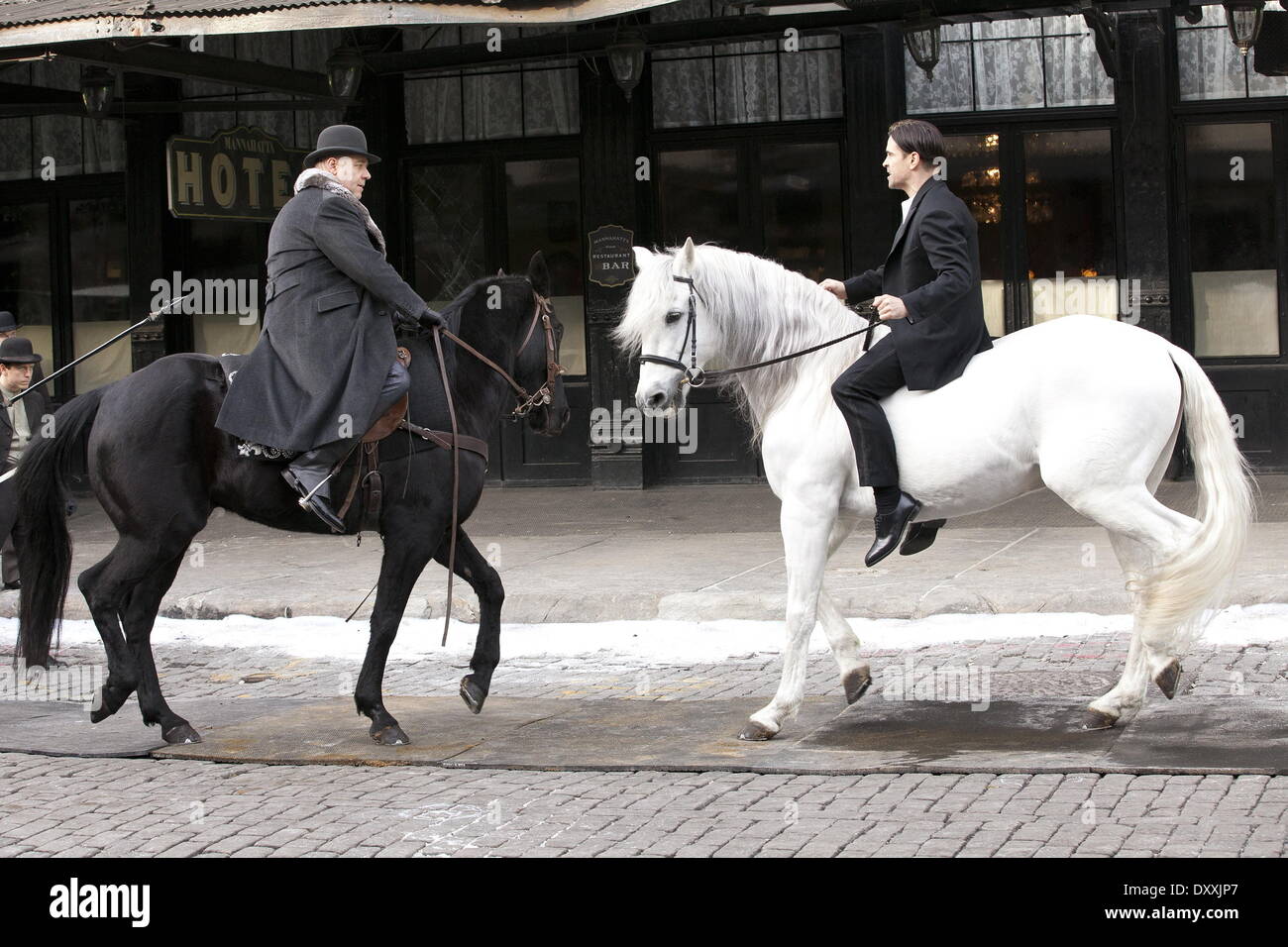 Colin Farrell Russell Crowe Actors seen on the film set of 'A Winter's ...