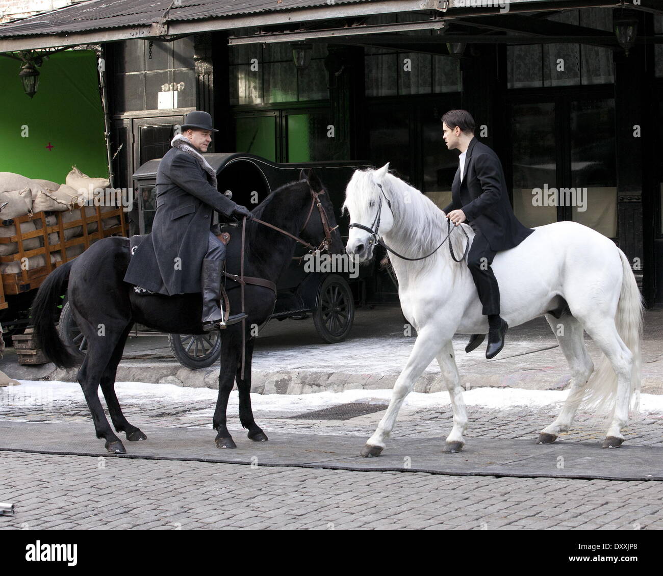 Colin Farrell Russell Crowe Actors seen on the film set of 'A Winter's ...