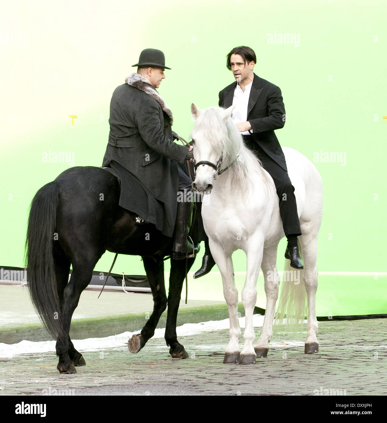 Colin Farrell Russell Crowe Actors seen on the film set of 'A Winter's ...