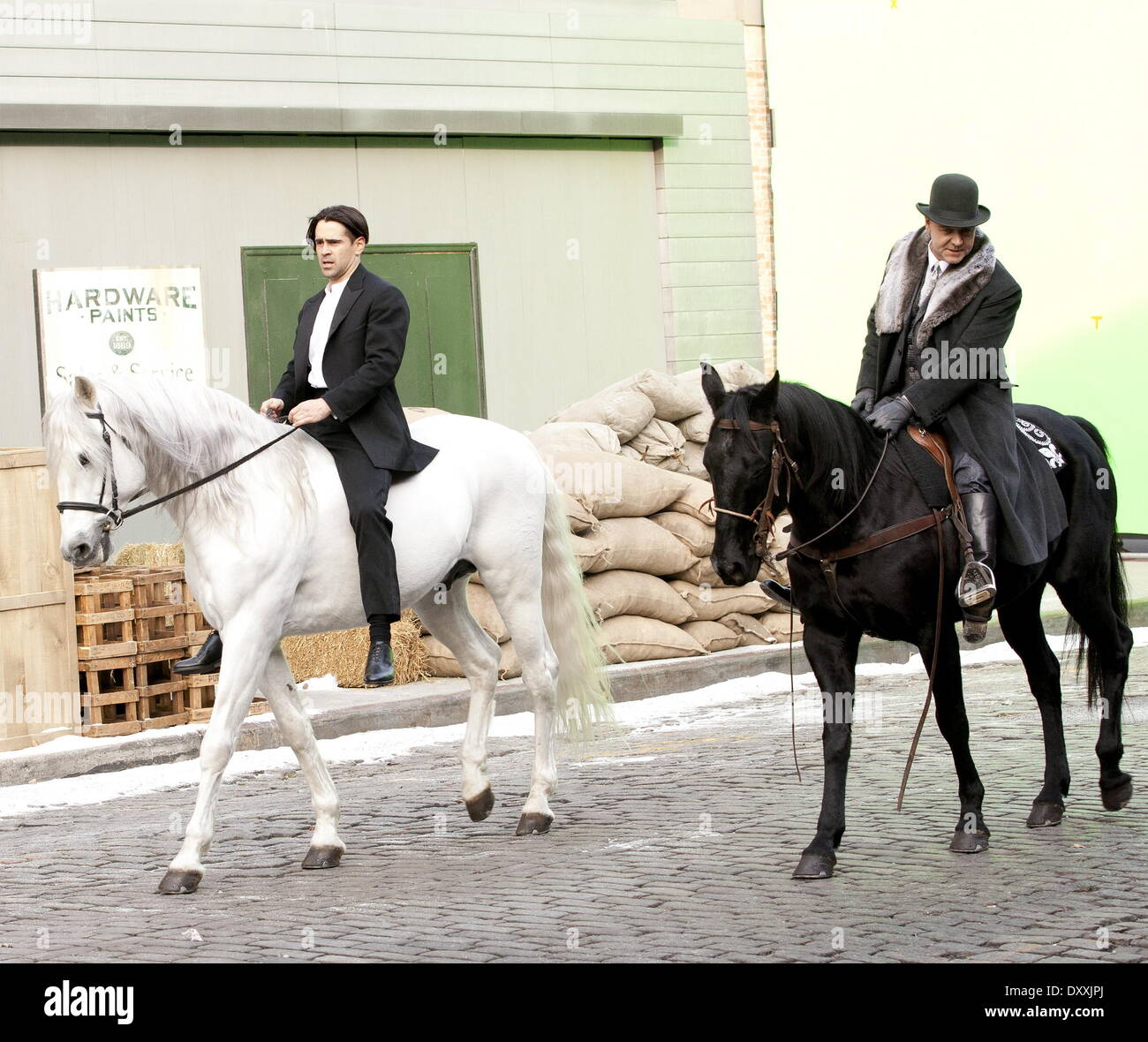 Colin Farrell Russell Crowe Actors seen on the film set of 'A Winter's ...