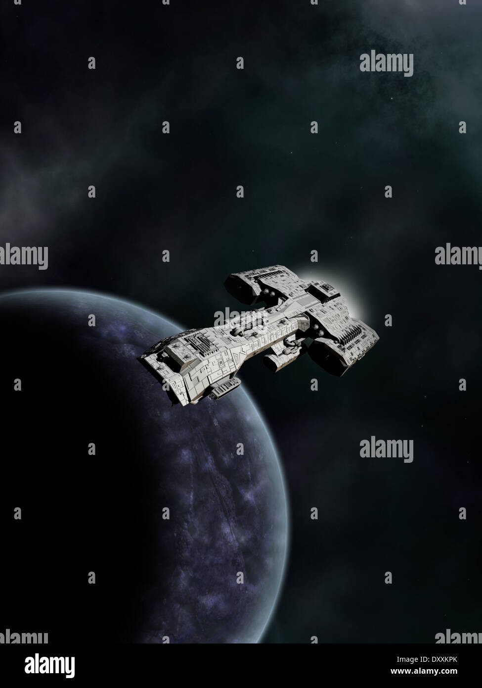 High Orbit - Science Fiction Battle Cruiser Stock Photo - Alamy