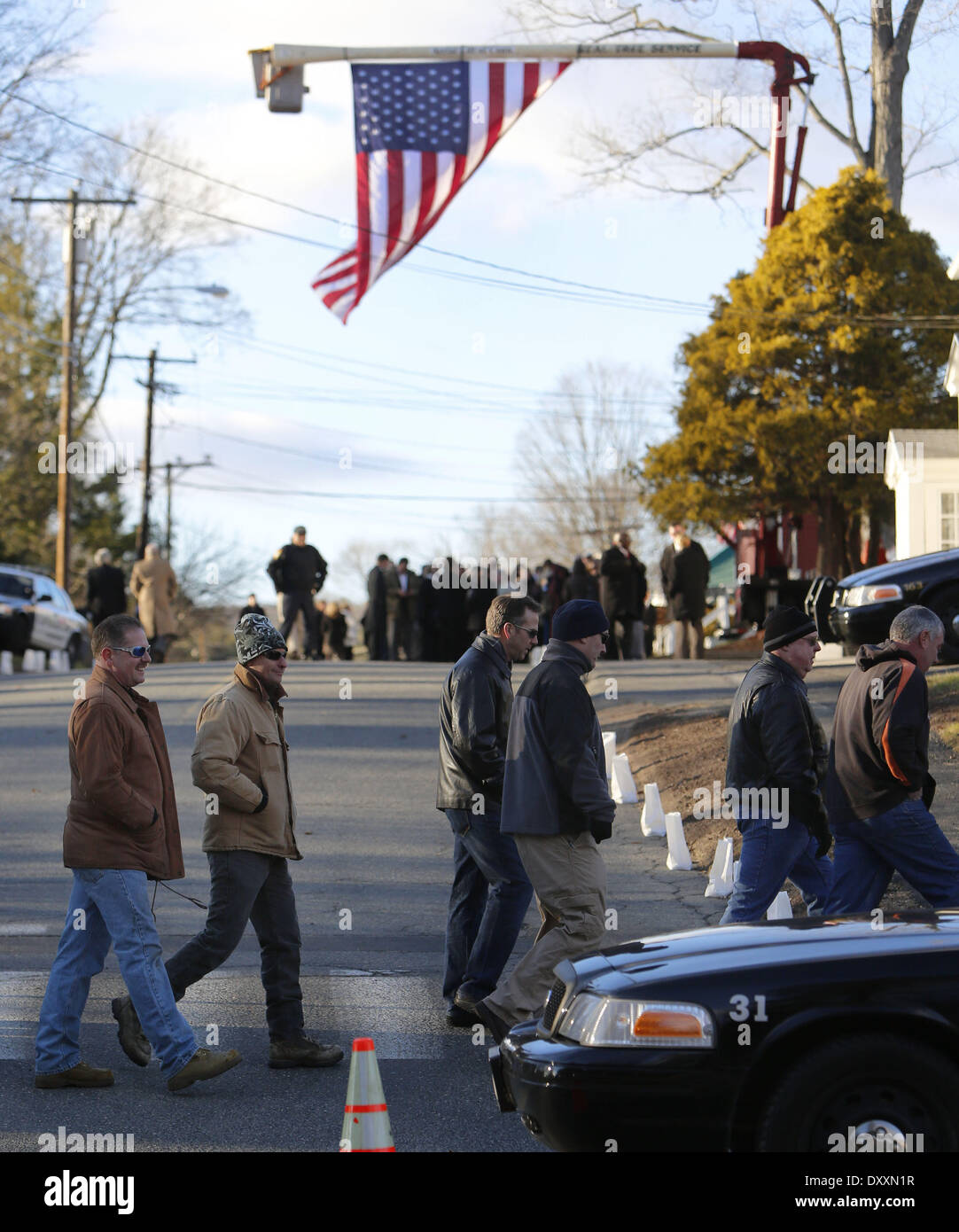 Mourners gather outside Muson Lovetere Funeral Home for Sandy Hook ...