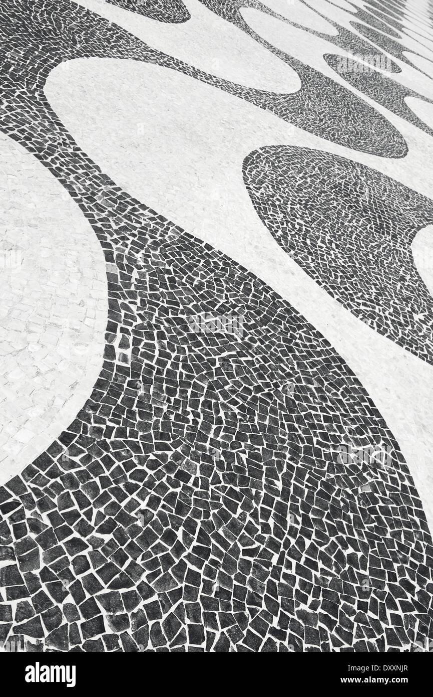 Iconic sidewalk tile pattern at Copacabana Beach Rio de Janeiro Brazil ...