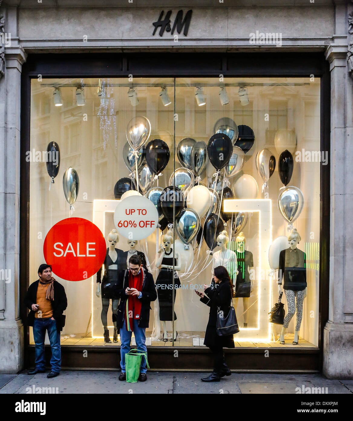 Shops begin to display sales on Oxford Street London England - 24.12.12 ...