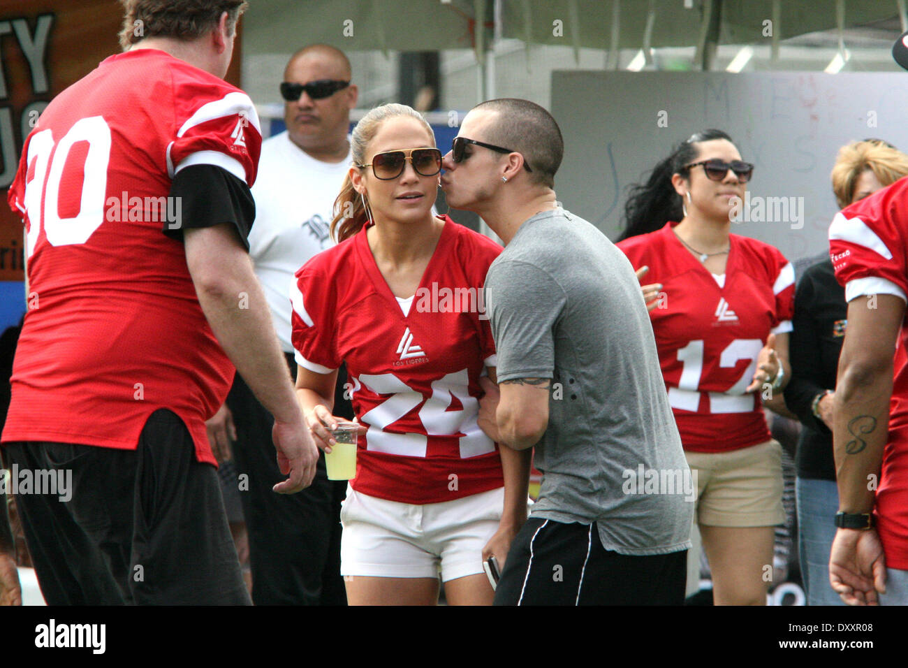 Jennifer Lopez Casper Smart Jennifer Lopez plays a football game at a ...