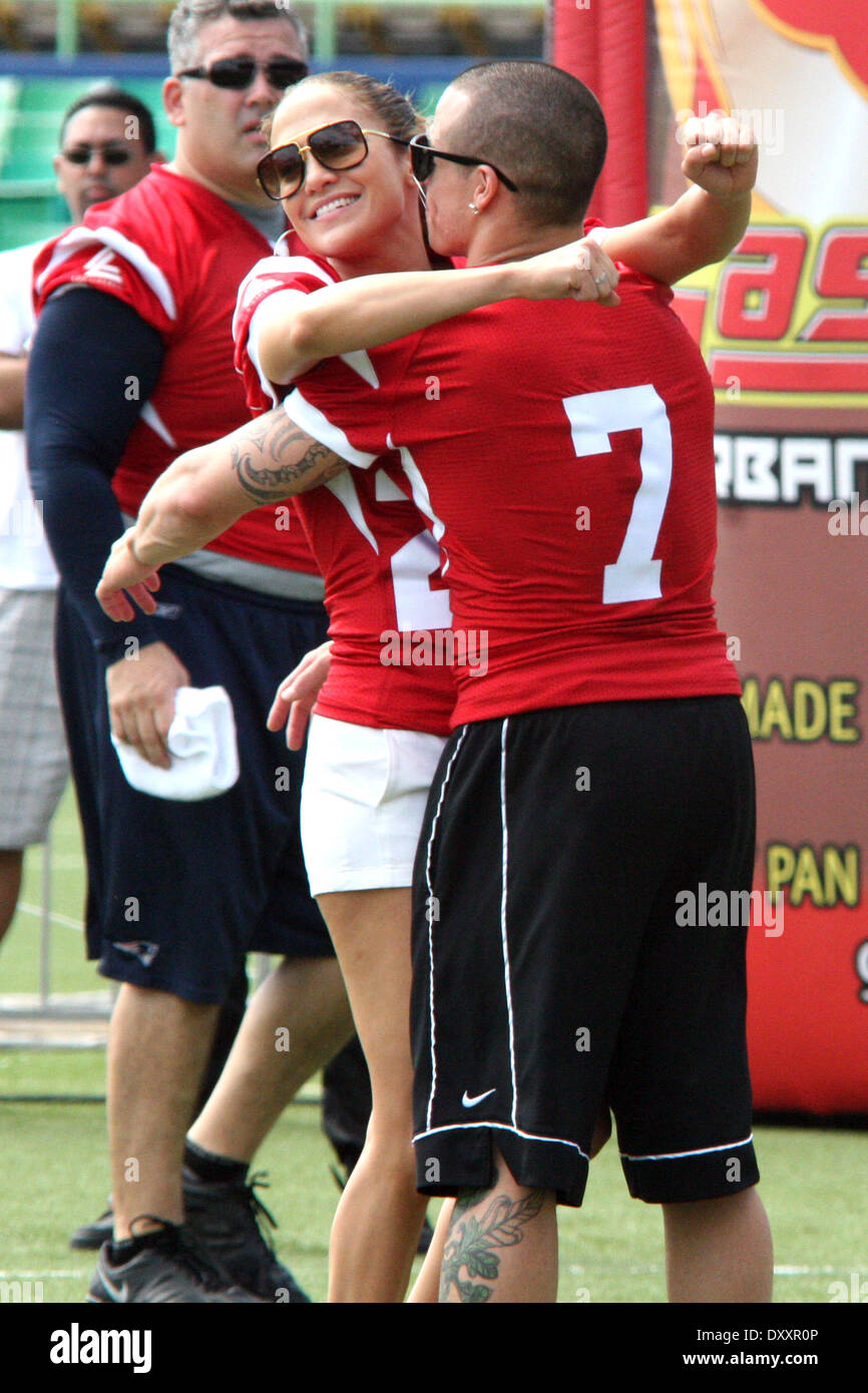 Casper Smart,Jennifer Lopez Jennifer Lopez plays a football game at a ...