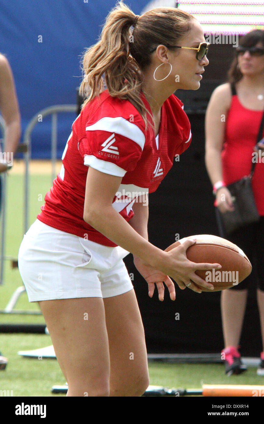Jennifer Lopez Jennifer Lopez plays a football game at a charity event ...
