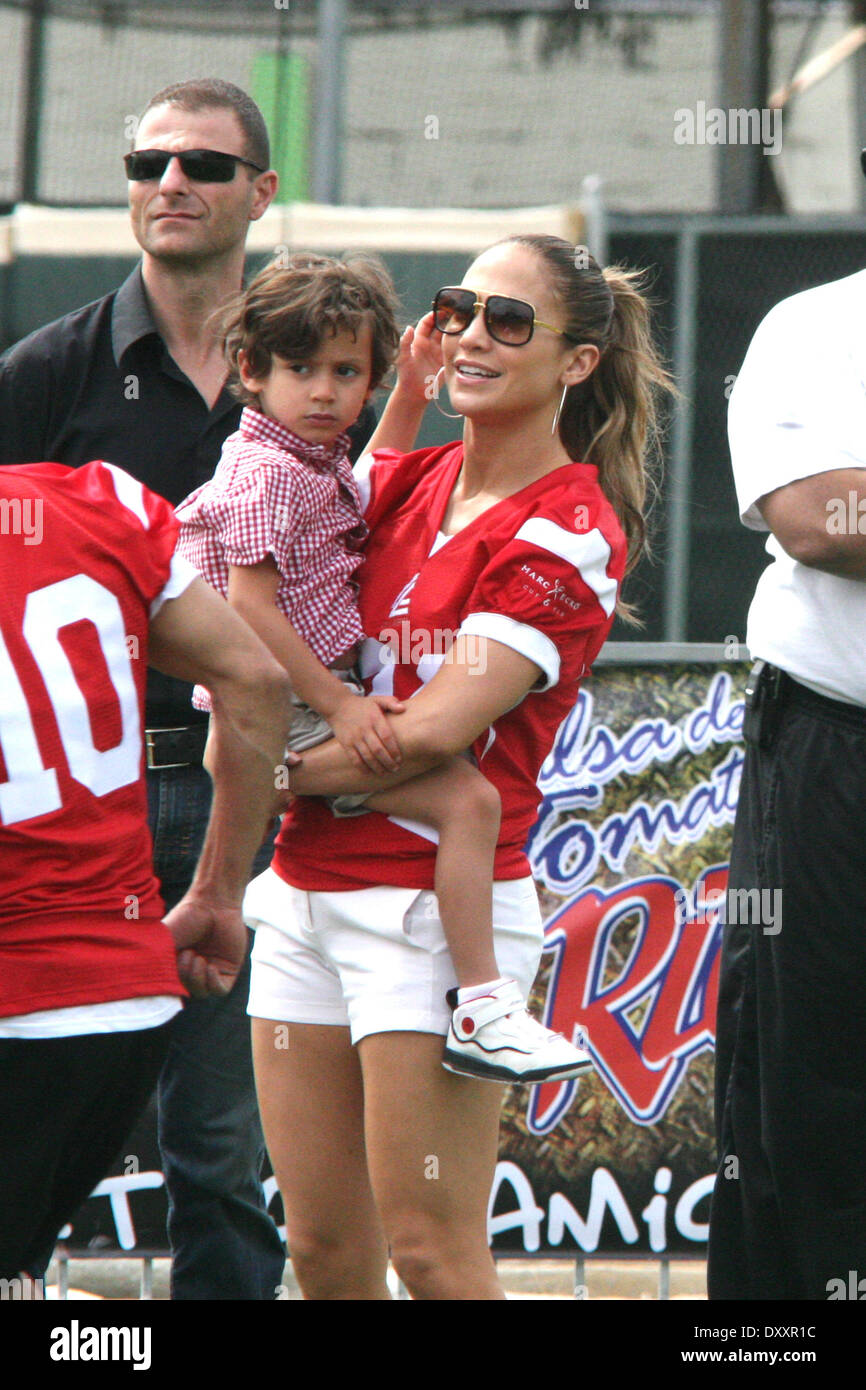 Jennifer Lopez Max Muniz Jennifer Lopez plays a football game at a ...