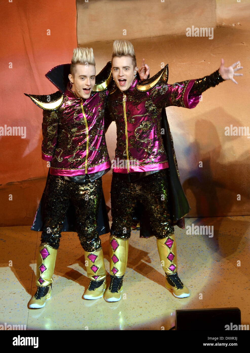 John Grimes and Edward Grimes aka Jedward at the Olympia Theatre during ...