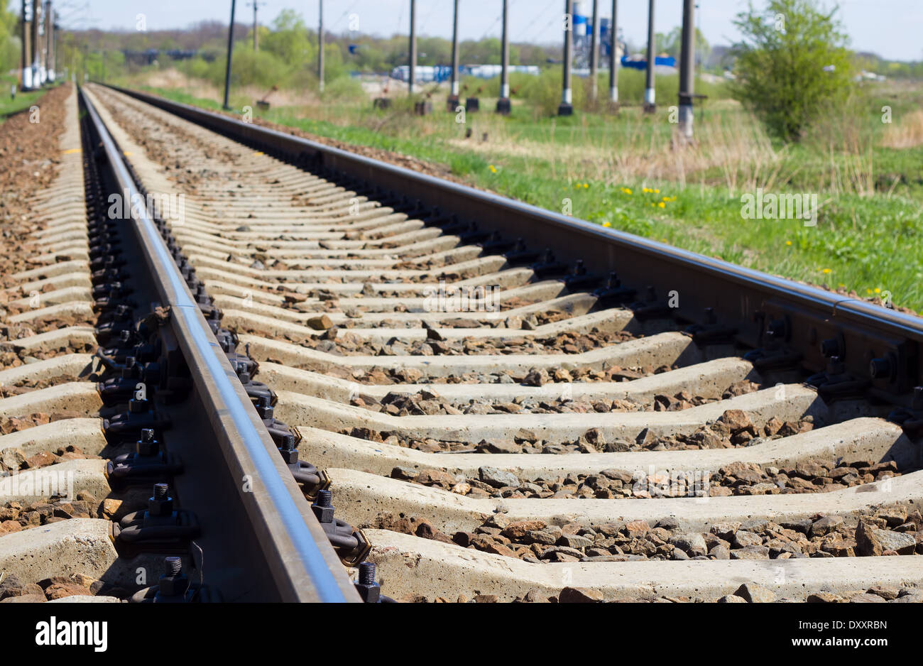 modern railway on the sunny spring day Stock Photo - Alamy