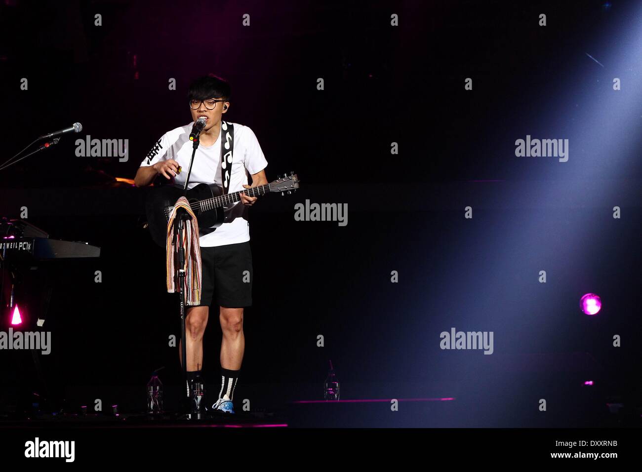 Taipei. 29th Mar, 2014. Singer Crowd Lu performs at his concert in ...