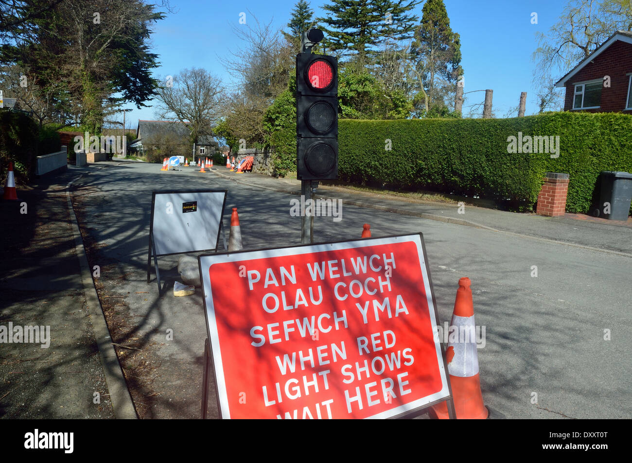 Road sign with traffic lights Stock Photo - Alamy