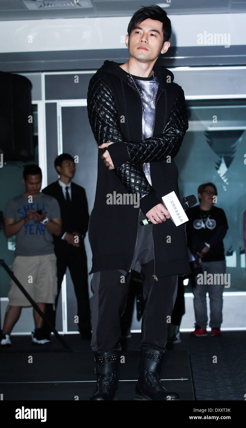 Taipei. 30th Mar, 2014. Singer Jay Chou attends public activity in ...