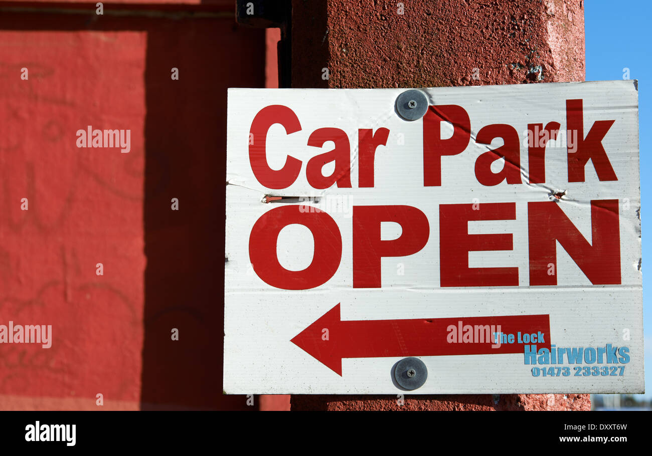 Car park open sign Stock Photo - Alamy