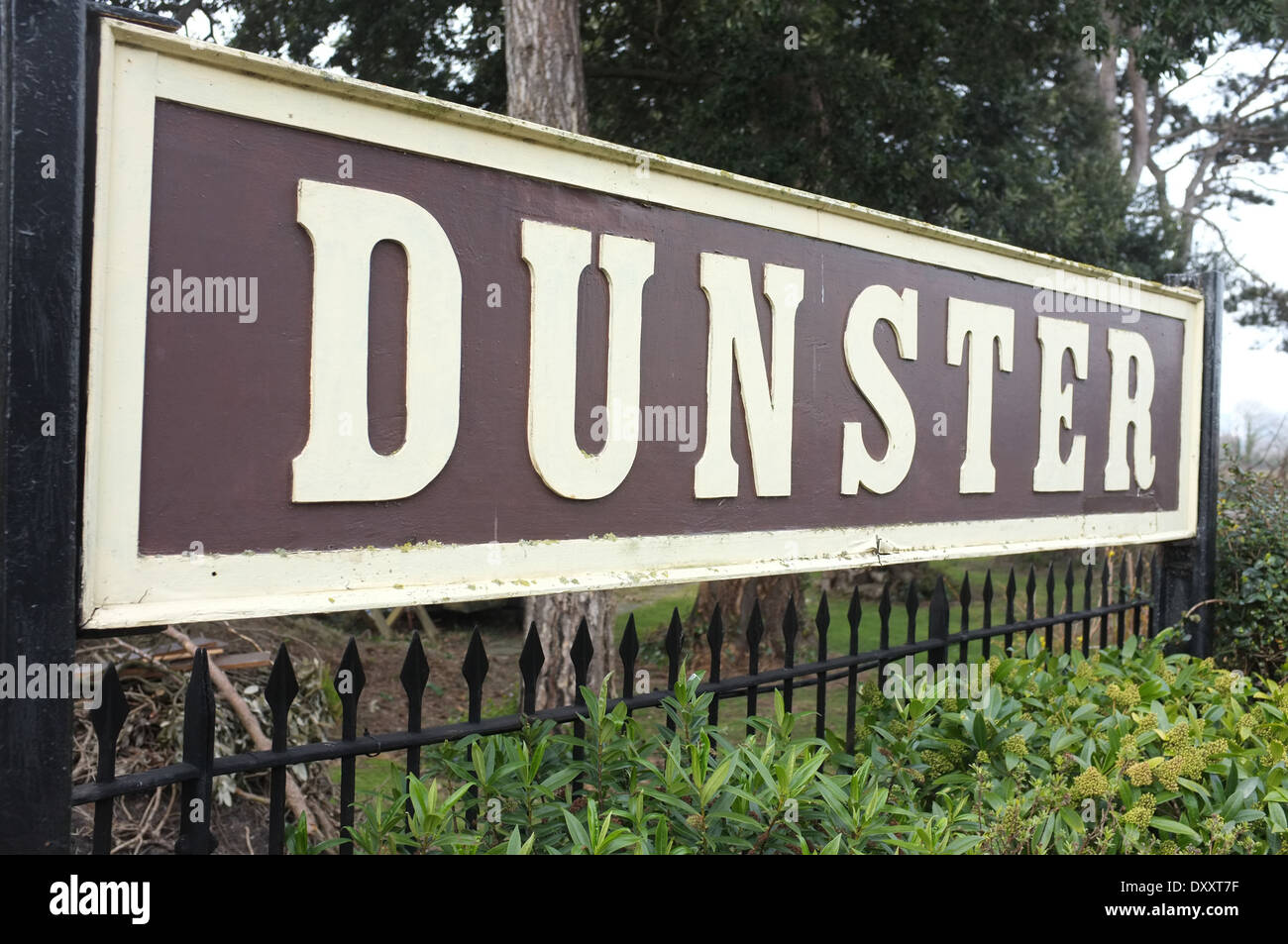 Dunster station sign Stock Photo - Alamy