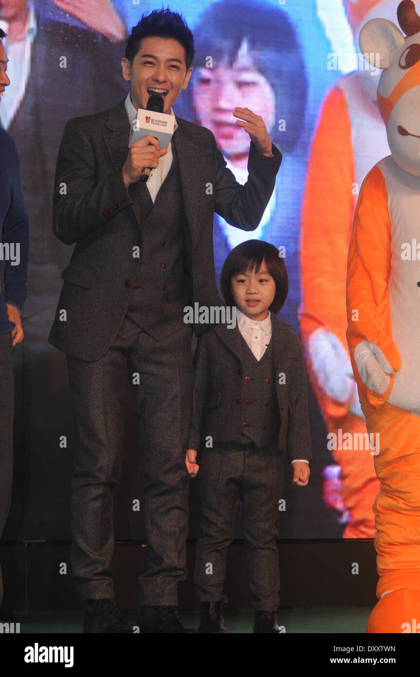 Shanghai, China. 28th Mar, 2014. Actor Jimmy Lin and his son attend ...