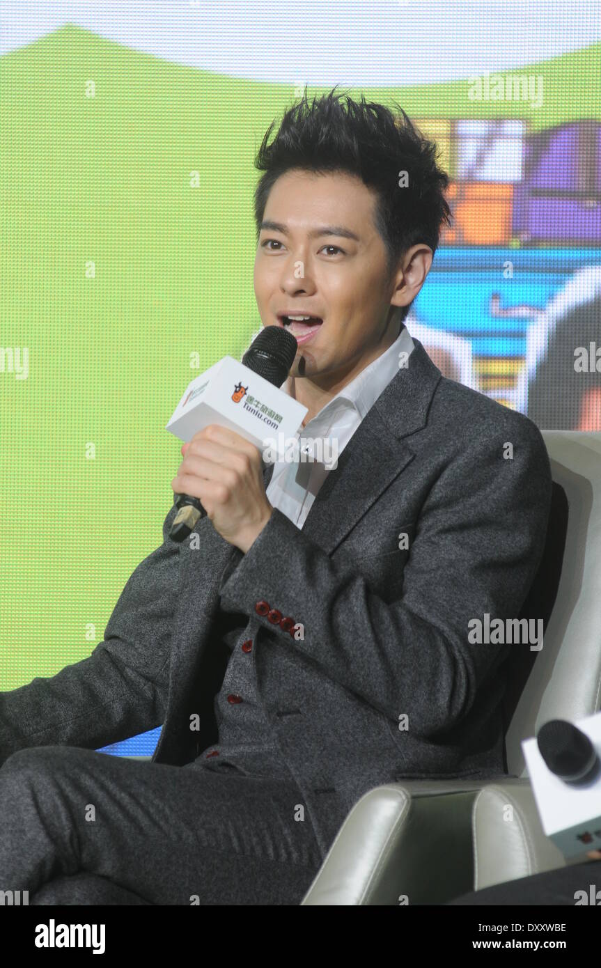 Shanghai, China. 28th Mar, 2014. Actor Jimmy Lin and his son attend ...