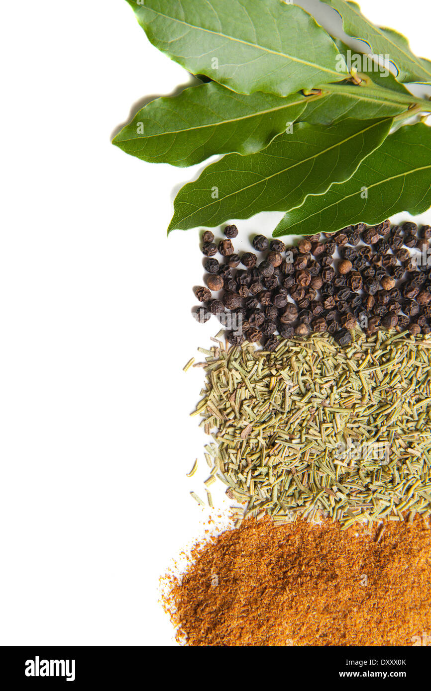 Spices isolated on white background Stock Photo - Alamy