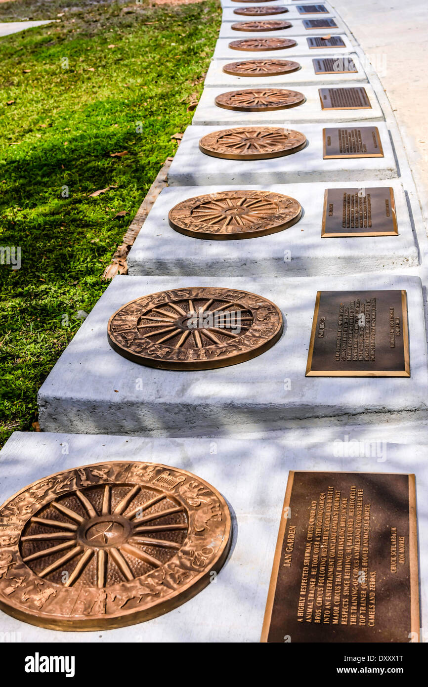 Dedication plaques to entertainers from the circus world at St. Armands ...