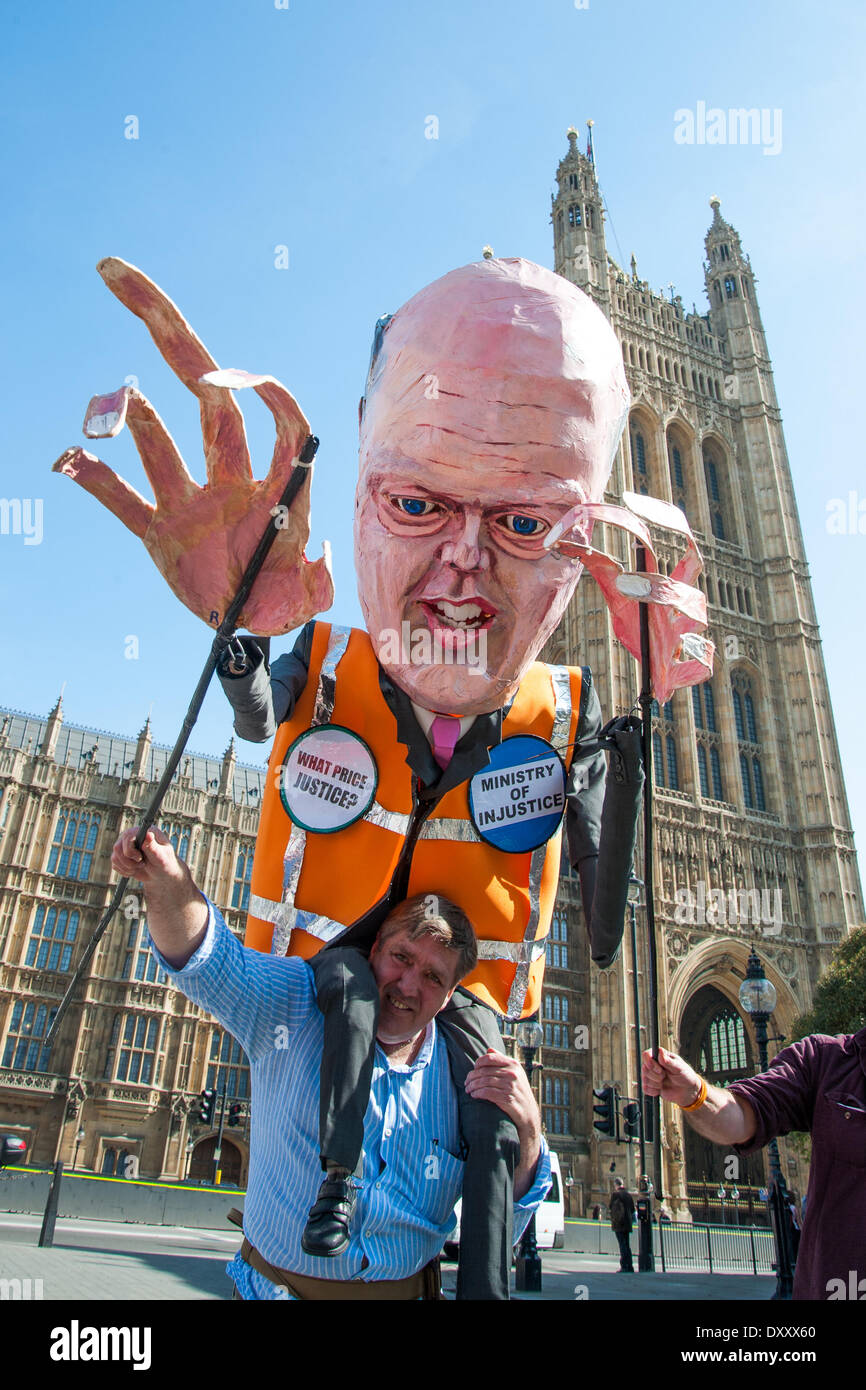 London, UK. 1st April 2014. A giant puppet of Chris Grayling, the ...