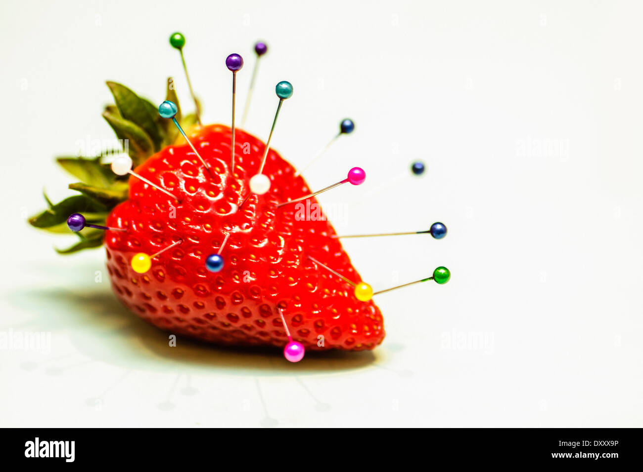 Strawberry with Pins Stock Photo - Alamy