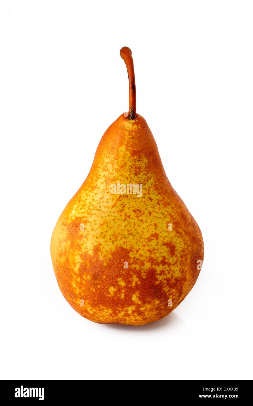 yellow pear on white background Stock Photo - Alamy