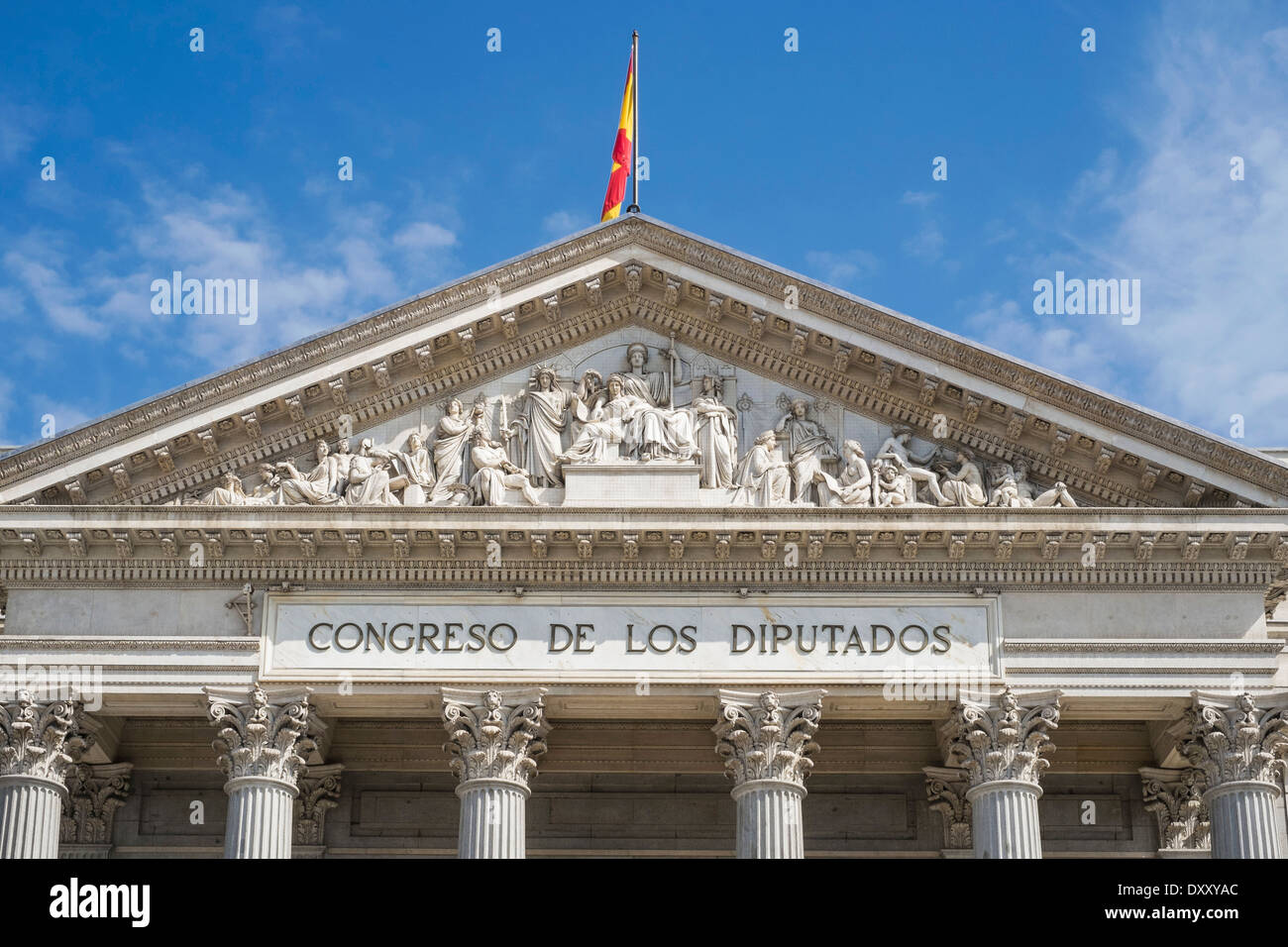 Exterior detail of the Congreso de Los Diputados Spanish Parliament ...